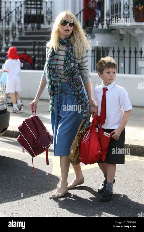 Claudia Schiffer Takes Her Son Caspar Vaughn To School London England