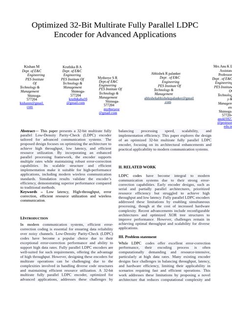 Ieee Paper Ldpc Encoder Pdf Low Density Parity Check Code Information And Communications