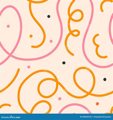 Naive Seamless Squiggle Pattern With Bright Pink And Purple Wavy Lines