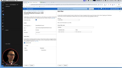 how to manage features in and c with azure app configuration