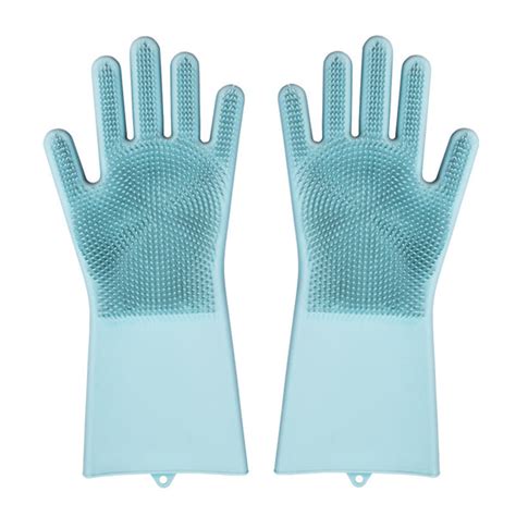 Magic Silicone Dishwashing Gloves With Rubber Scrubbers For Dishes Ho