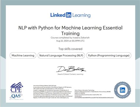 Successfully Completed A New Course Nlp With Python For Machine