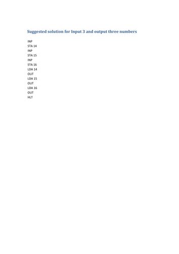 Ocr A452 Gcse Practical Investigation Lmc Little Man Computer