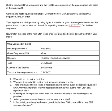 Solved Cut The Pink Host Dna Sequences And The Viral Dna