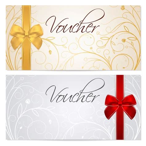 Voucher T Certificate Coupon Template With Floral Scroll Pattern