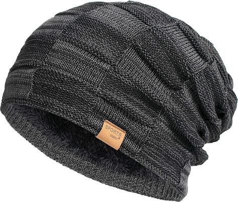 Vgogfly Slouchy Cool Beanie For Men Guys Lined Knit Warm