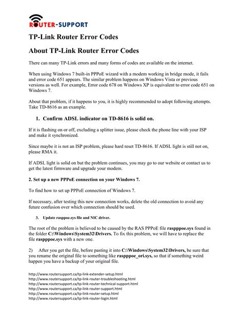 Tp Link Error Codes Pdf