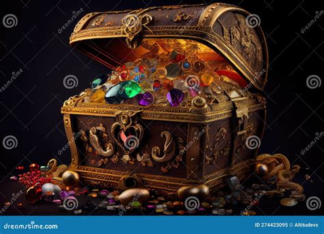 Treasure Chest Overflowing With Gold And Jewels Stock Image Image Of Sunken Undersea 274423095