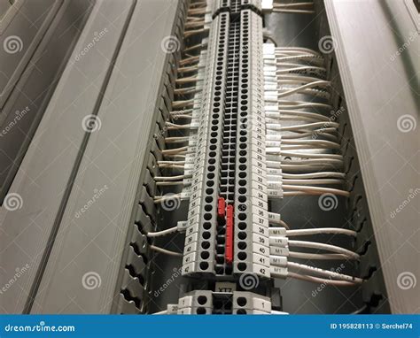 Electric Cabinet Control Panel Assembly Terminal Connection Of Control Wires In Automation