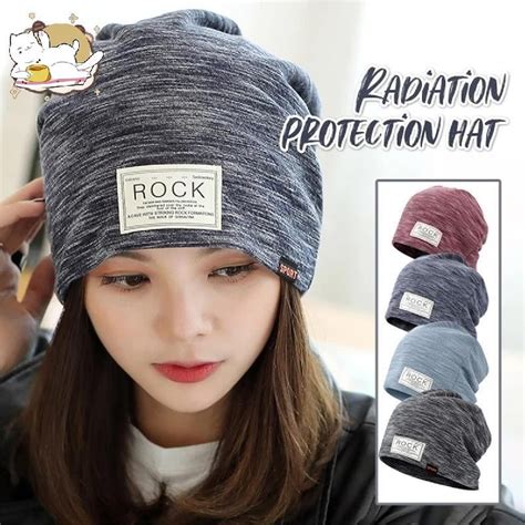 Anti Radiation Caps Silver Fiber Electromagnetic Wave Rfid Shielding Hat Stripe Emf Protective