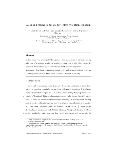 Pdf Mild And Strong Solutions For Hilfer Evolution Equation