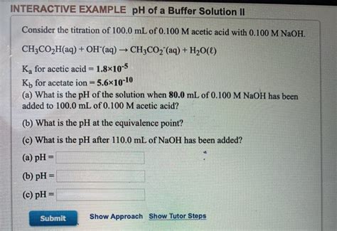 Solved Interactive Example Ph Of A Buffer Solution Ii