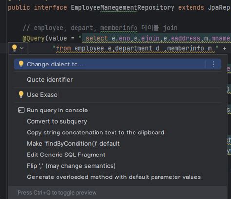 IntelliJ SQL Dialect 설정