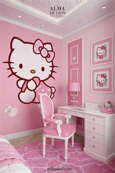 تم اتاق دخترانه کیتی 2025؛ برای دختر خانم های صورتی پسند کیوت چیدمان