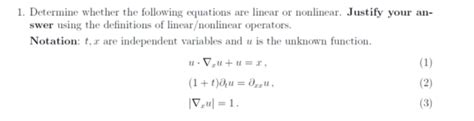 Solved Determine Whether The Following Equations Are Linear Chegg