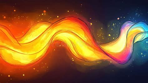 Abstract Waves Of Vibrant Colors Flowing Together In A Dynamic Energetic Composition Stock