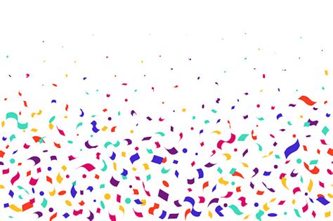 생일 파티 디자인을 위해 흰색 배경에 고립 된 색종이 벡터 테두리 떨어지는 색깔 리본 훈장 흰색 배경에 축제 요소 기념일에 대한 스톡 벡터 아트 및 기타 이미지 Istock