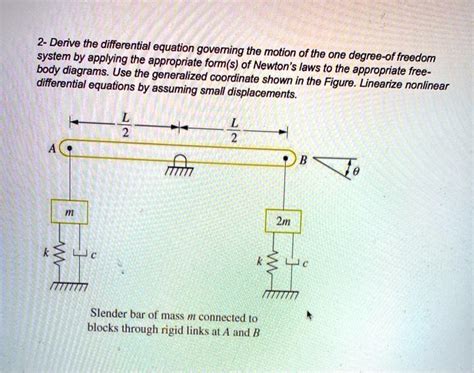 2 Derive The Differential Equation Governing The Motion Of The One Degree Of Freedom System By