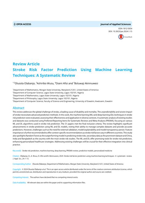 Pdf Stroke Risk Factor Prediction Using Machine Learning Techniques