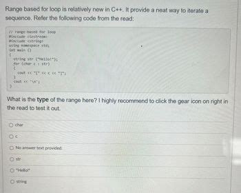 Answered Range Based For Loop Is Relatively New Bartleby