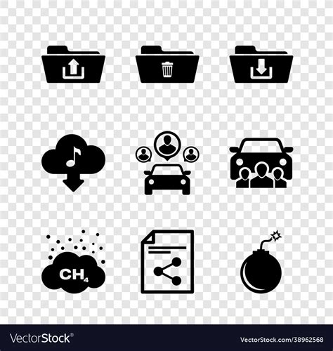 Set Folder Upload Delete Folder Download Vector Image