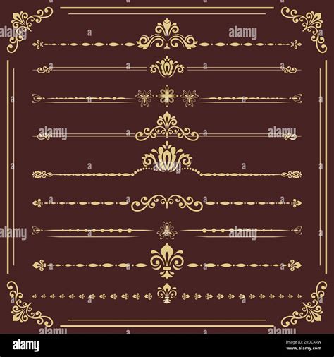 Vintage Set Of Vector Decorative Elements Horizontal Separators In The