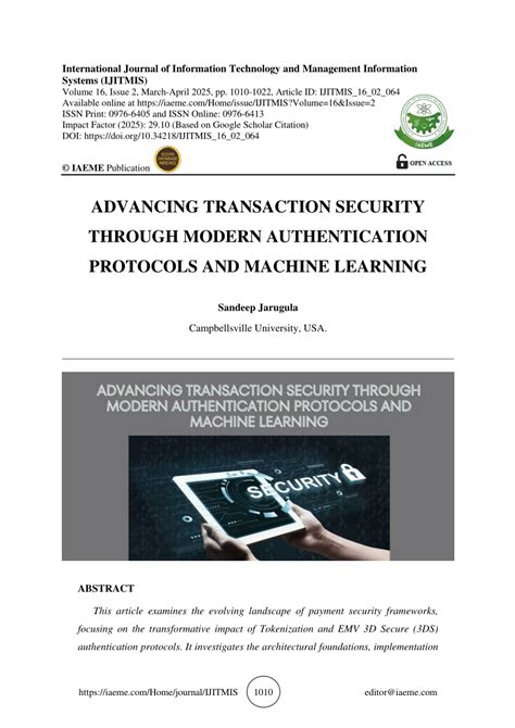 Pdf Advancing Transaction Security Through Modern Authentication Protocols And Machine Learning