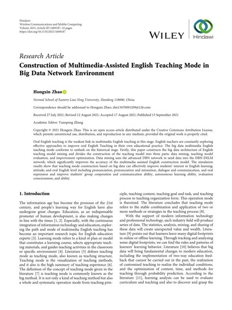 Pdf Construction Of Multimedia Assisted English Teaching Mode In Big