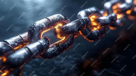 Glowing Metal Chain Strength Connection And Power Premium Ai Generated Image