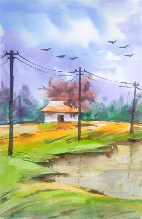 Simple Watercolour Landscape Painting For Beginners Watercolor