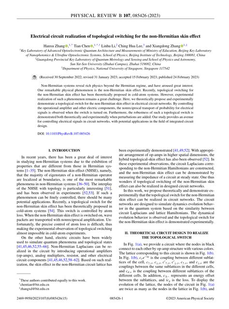 Pdf Electrical Circuit Realization Of Topological Switching For The Non Hermitian Skin Effect
