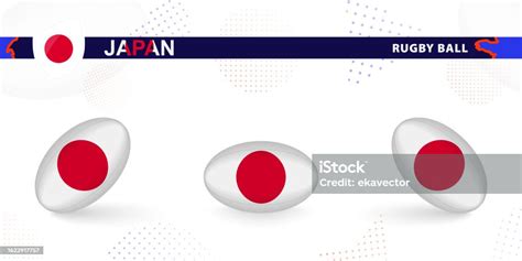 럭비공은 추상적인 배경에 다양한 각도로 일본 국기와 함께 놓여 있다 0명에 대한 스톡 벡터 아트 및 기타 이미지 0명 동쪽 벡터 Istock