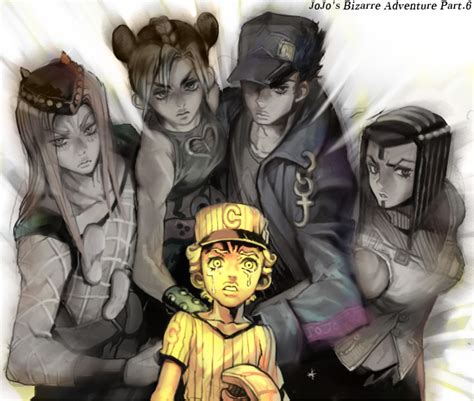 Kujo Jotaro Kujo Jolyne Narciso Anasui Ermes Costello And Emporio Alnino Jojo No Kimyou Na