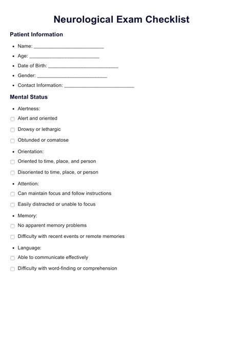 Neurological Examination Template