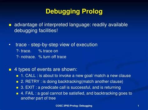 Ppt Debugging Prolog Powerpoint Presentation Free Download Id2439829