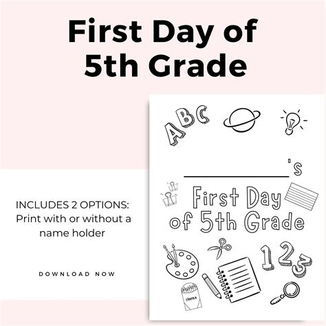 First Day Of 5th Grade Coloring Page Fifth Grade Back To School