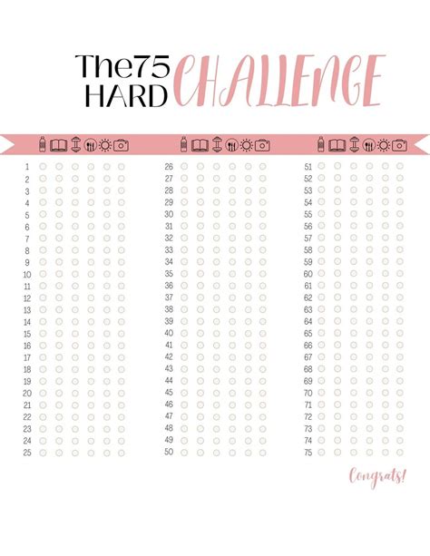 75 Hard Challenge Printable Digital Prouct Etsy Canada Artofit
