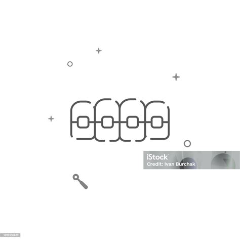 중괄호가있는 앞니에는 간단한 벡터 라인 아이콘이 있습니다 기호 픽토그램 흰색 배경에 고립 된 기호 편집 가능한 획 전경에 대한 스톡 벡터 아트 및 기타 이미지 Istock