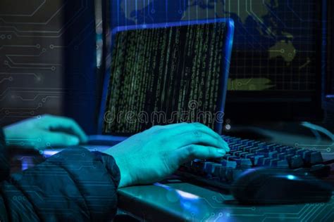 Hacker Using Laptop With Binary Code Stock Image Image Of Hidden