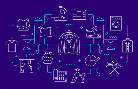 세탁 및 드라이 클리닝 관련 웹 배너 라인 스타일 현대 선형 디자인 벡터 일러스트레이션 배달에 대한 스톡 벡터 아트 및 기타 이미지 배달 빨래 빨래방 Istock