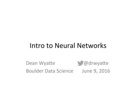 Intro To Neural Networks Ppt