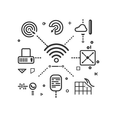 Network Of Connected Devices And Symbols Premium Ai Generated Vector