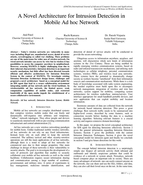 Pdf A Novel Architecture For Intrusion Detection In Mobile Ad Hoc Network
