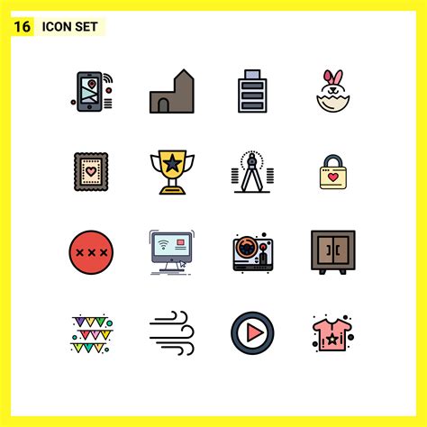 User Interface Pack Of 16 Basic Flat Color Filled Lines Of Cookies Easter Fortress Robbit Simple