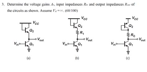 Solved 3 Determine The Voltage Gains Av Input Impedances Chegg Com
