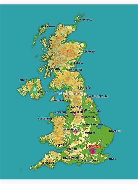 United Kingdom Map With Countries Capitals Cities Roads 44 Off
