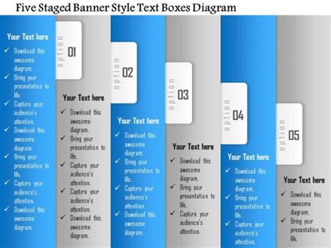 Business Diagram Five Staged Banner Style Text Boxes Diagram Presentation Template