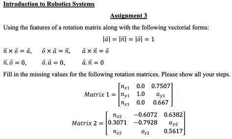 Solved Introduction To Robotics Systems Assignment 3 Using