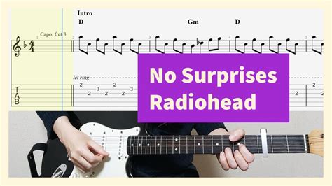 Radiohead No Surprises Guitar Cover With Tab Youtube