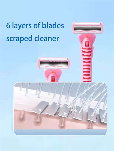 Pink Safety Manual Razor With 6 Layers Blade 1 Razor Frame And 7 Replacement Heads Shein Eur